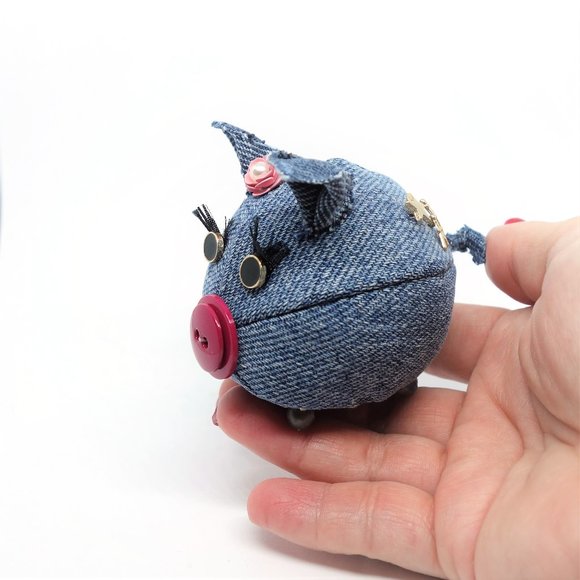 The Crafty Hobbit | Accents | Potbelly Pig Collectible Handmade Denim ...